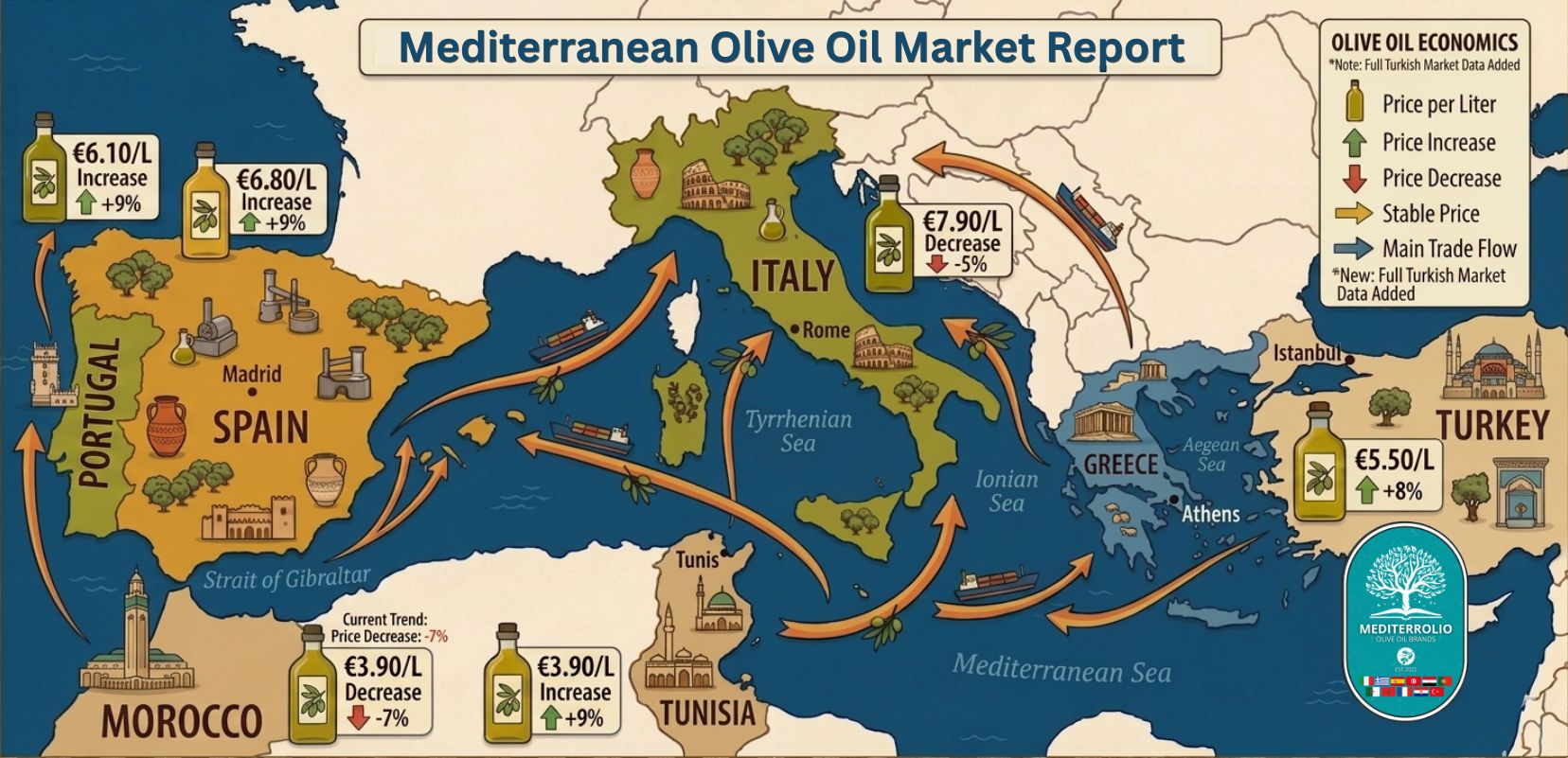 Olive Oil Prices 2026 | Weekly EVOO Wholesale Index — Spain, Italy ...